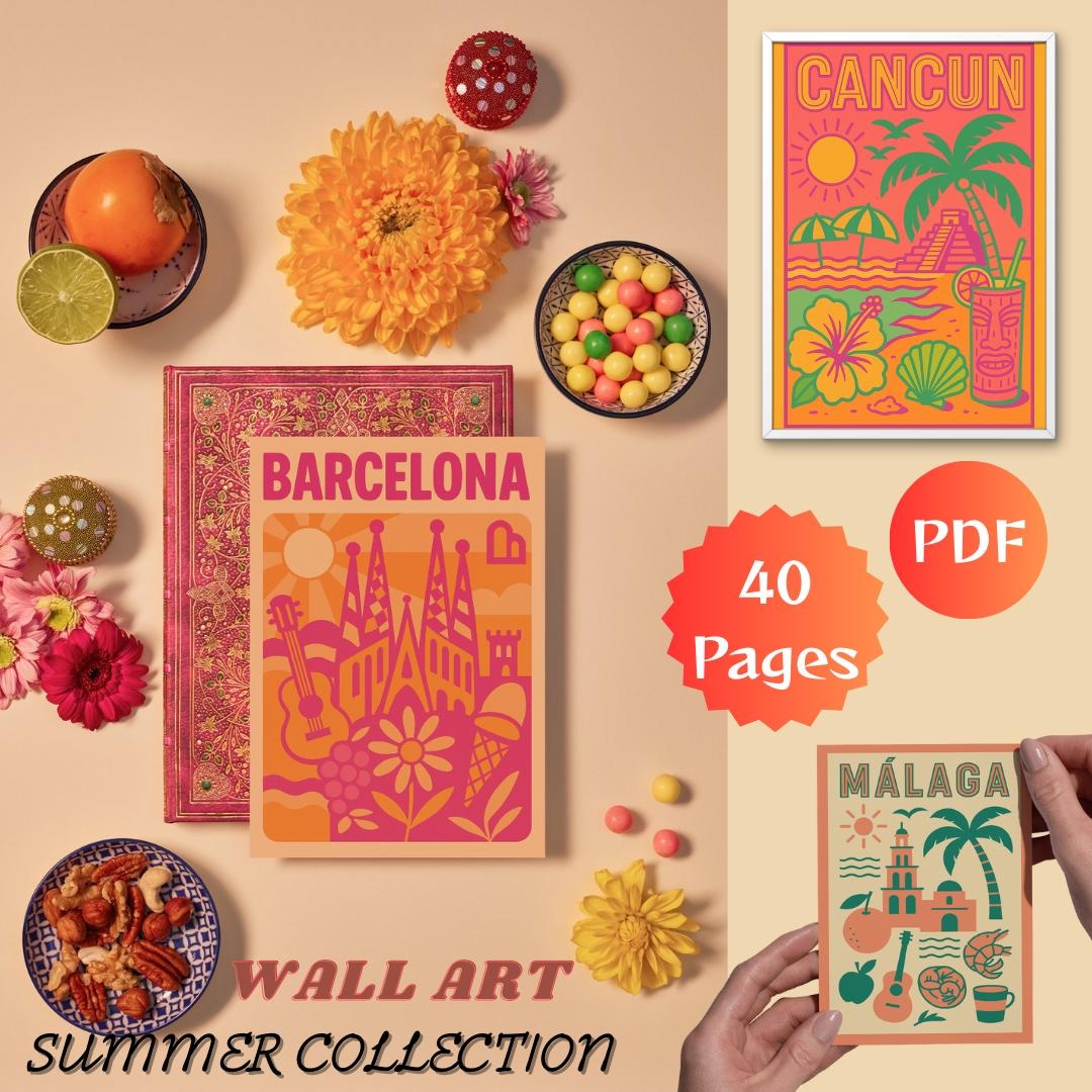 Summer Collection, Wall Art, Posters of Most Famous Cities Around the ...