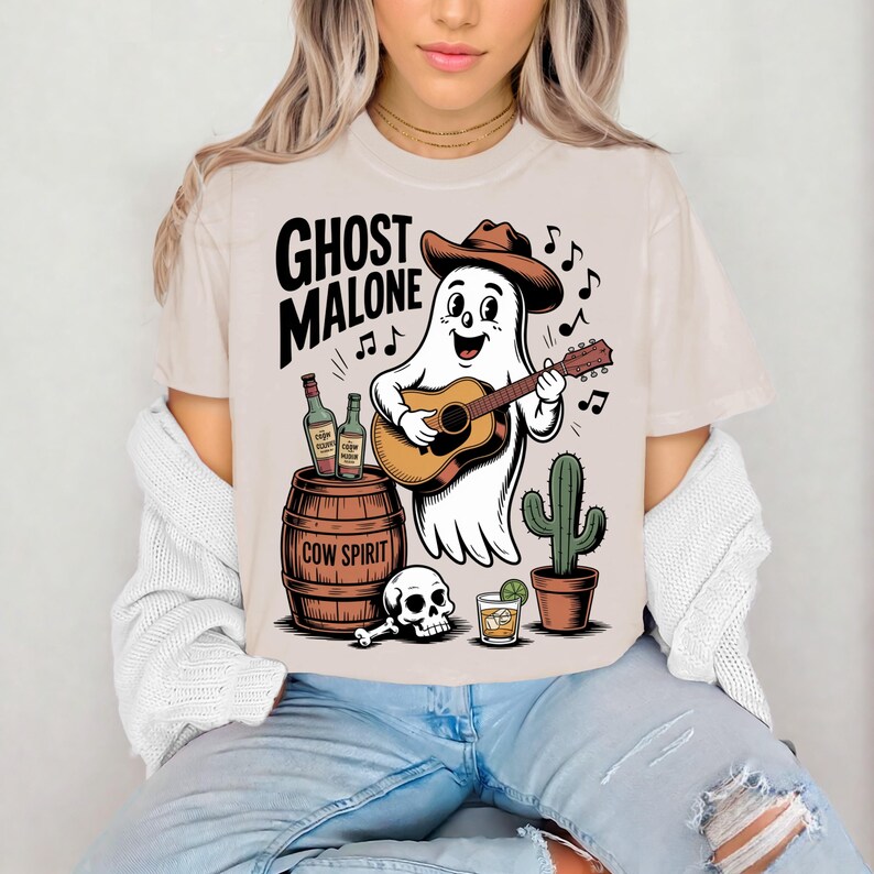 Cowboy Ghost Malone Png, Cute Western Halloween Sublimation Design ...