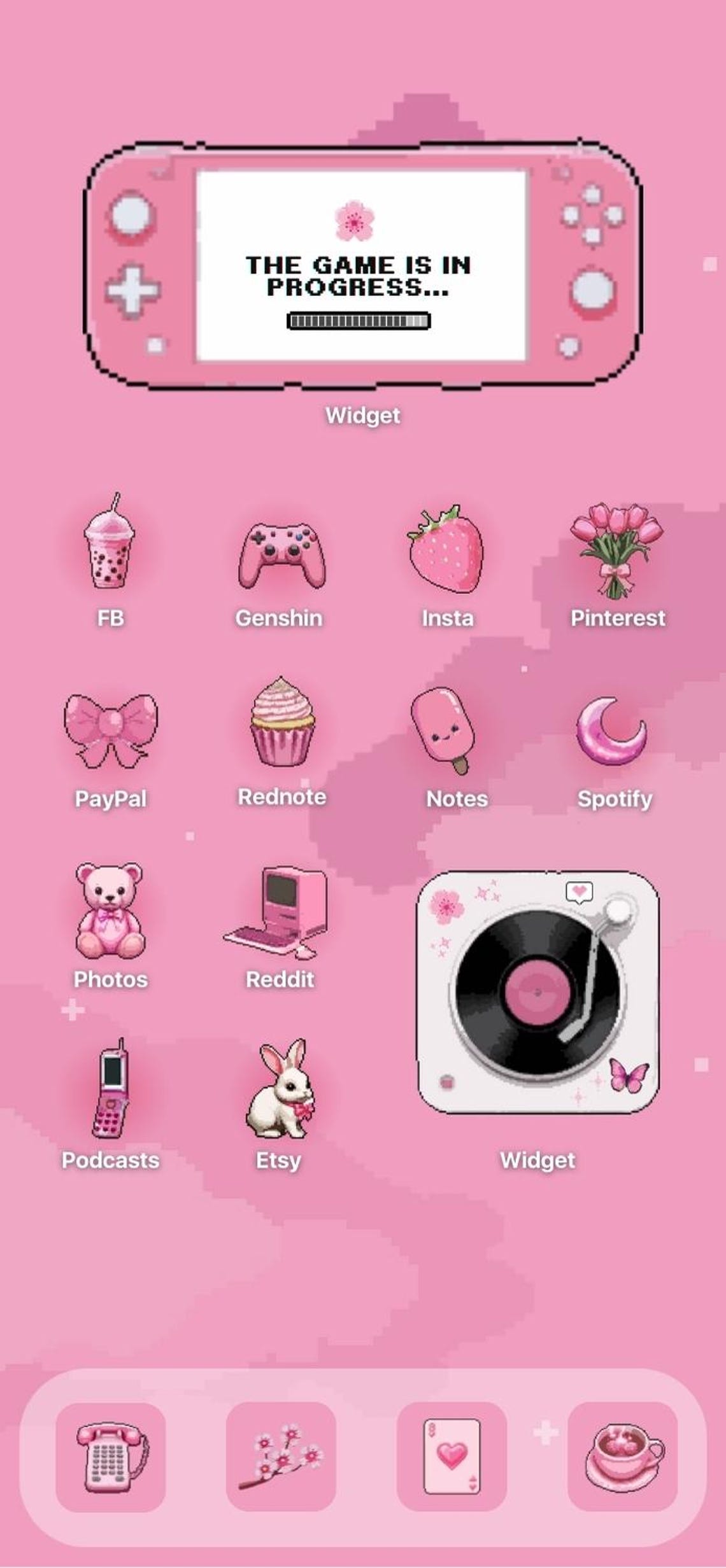Pink Gamer Pixel App Icons | iPhone & Android Icons, Ios 18 Icons, Widget, App Covers, Gameboy ...