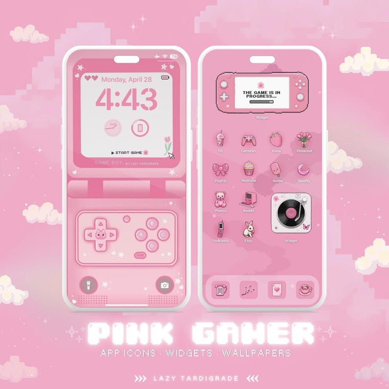 Pink Gamer Aesthetic App Icons for Ios, iPhone 17 & Android | Cute ...