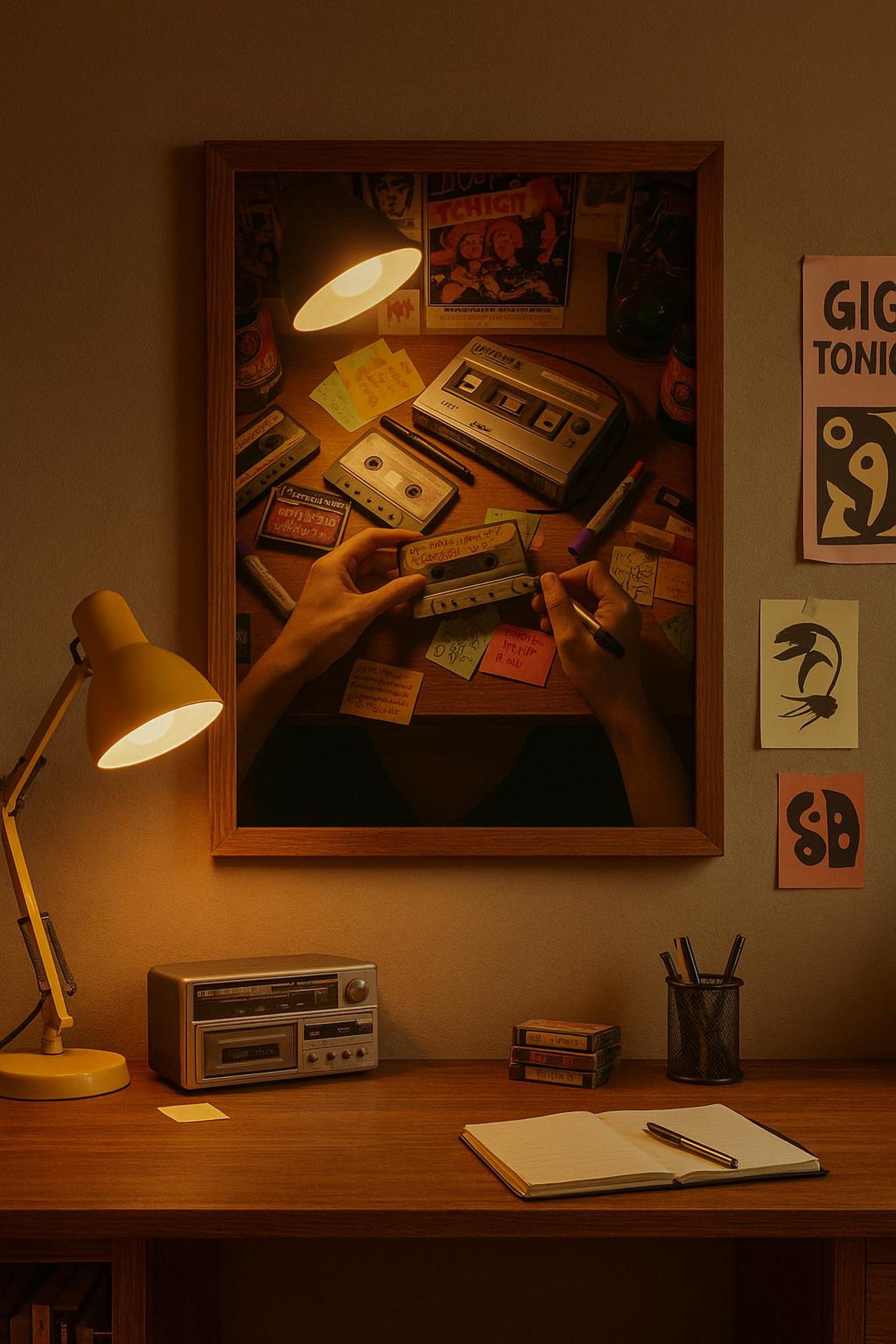 Mixtape Memories – Retro Cassette Desk Scene Digital Wall Art - Etsy