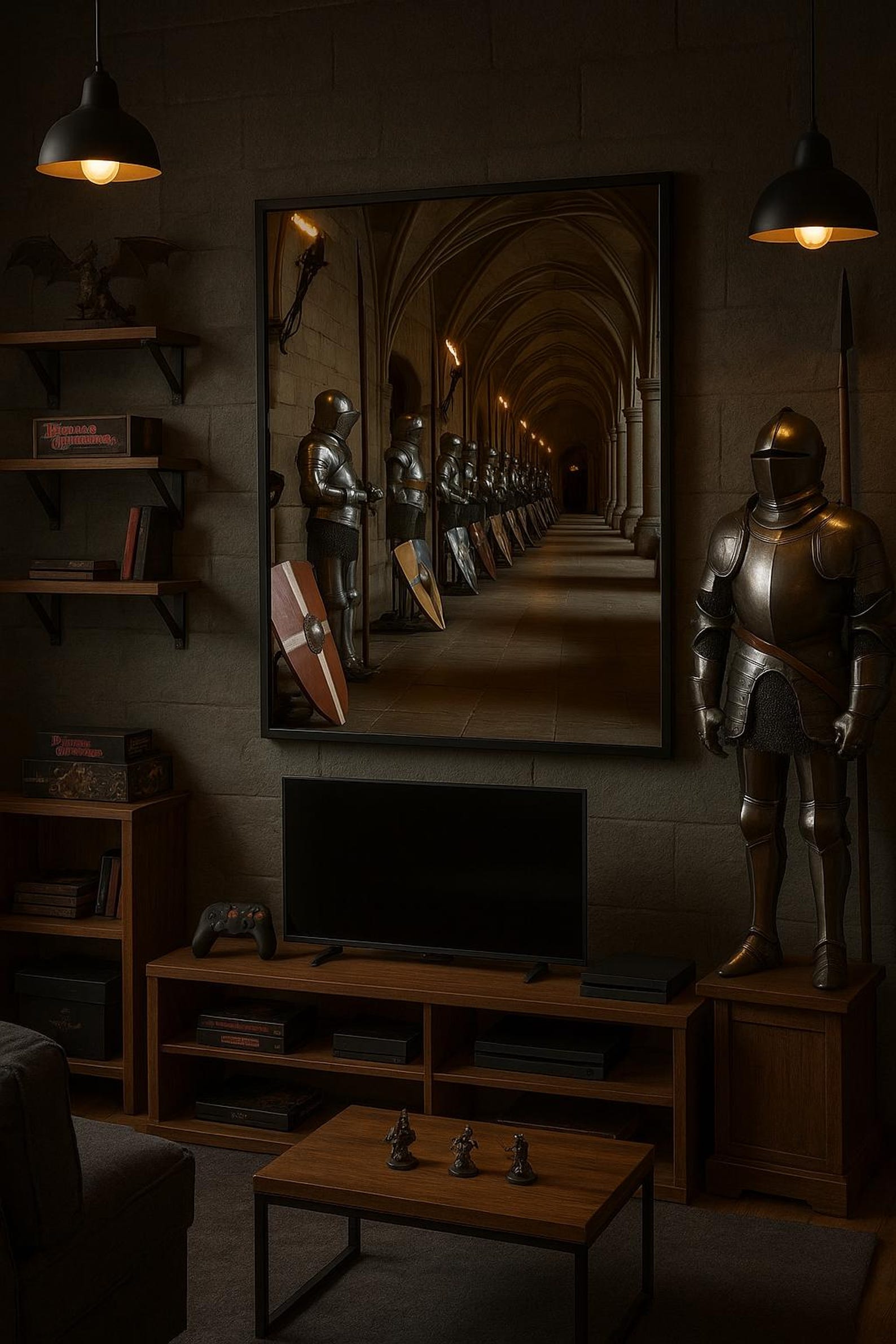 Medieval Knight Corridor – Gothic Castle Hallway Wall Art Print - Etsy