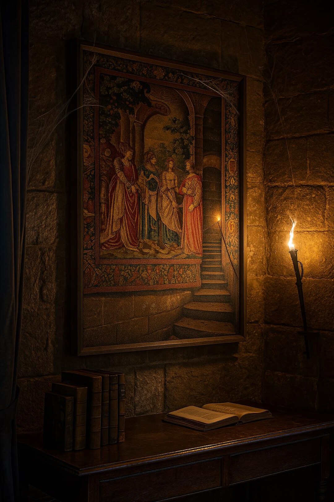 Digital Gothic Castle Wall Art – Printable Medieval Staircase Poster ...