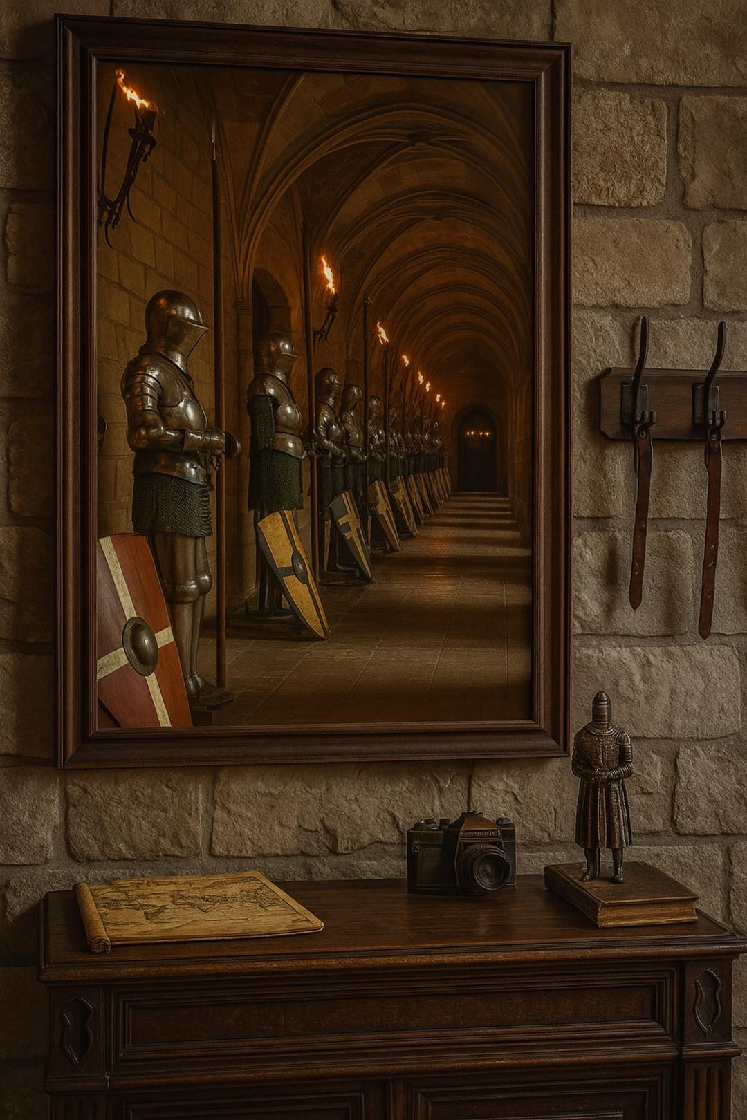 Medieval Knight Corridor – Gothic Castle Hallway Wall Art Print - Etsy