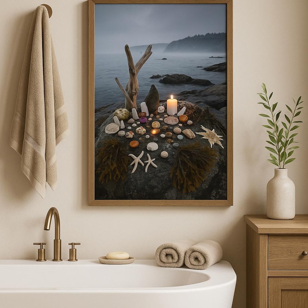 Mystical Coastal Altar With Shells and Candles – Ocean Witchcore ...