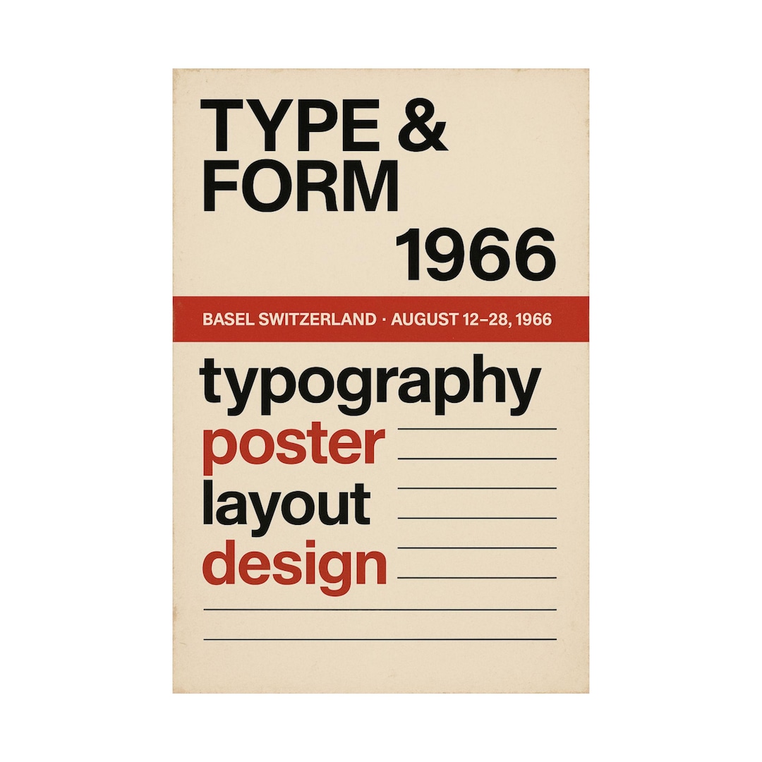 Type & Form 1966 - Swiss Typography Poster, Vintage Graphic Design ...