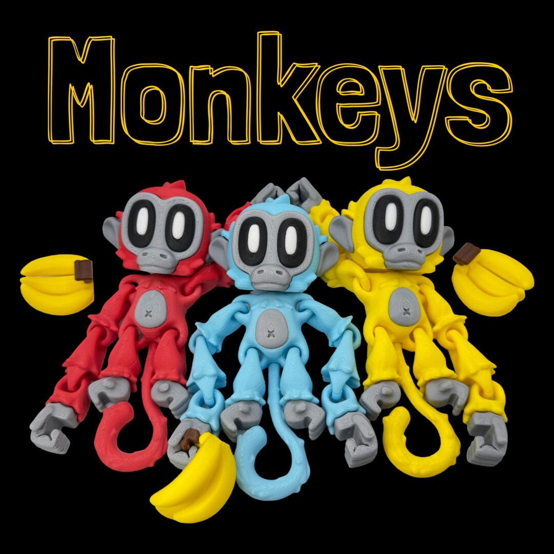 3D Printed Articulated Monkeys - Etsy