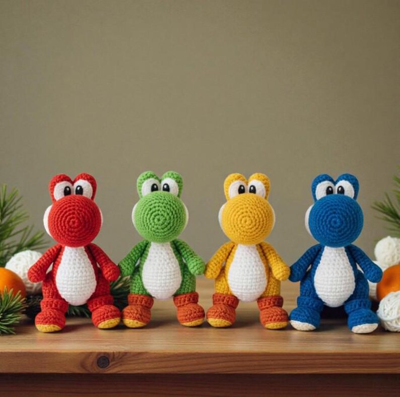 Yoshi Dinosaur Amigurumi Crochet Pattern, Cute Plush Toy PDF, Colorful ...