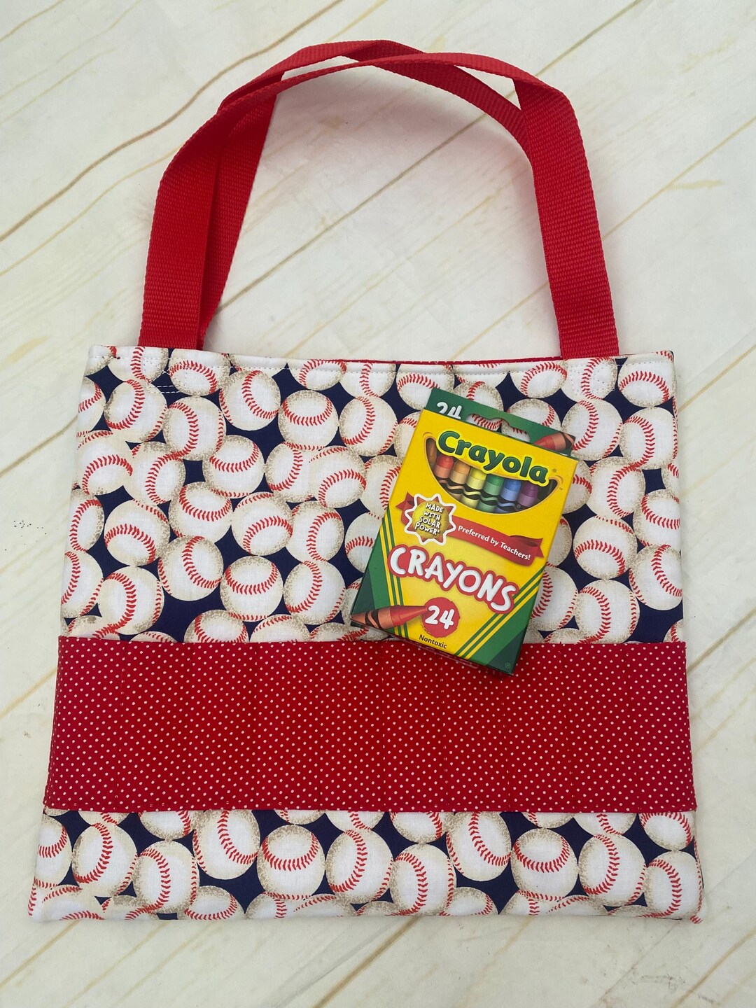Baseball Crayon Art Tote Bag: Kids Activity Organizer - Etsy