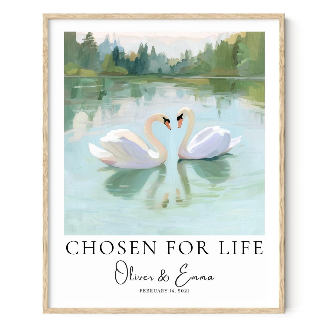 Personalized Swan Couple Print: Romantic Wedding or Anniversary Gift - Etsy