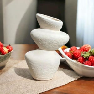 Modern Ceramic Rock Vase, Sculptural Stone Look Vase, Minimalist Home ...