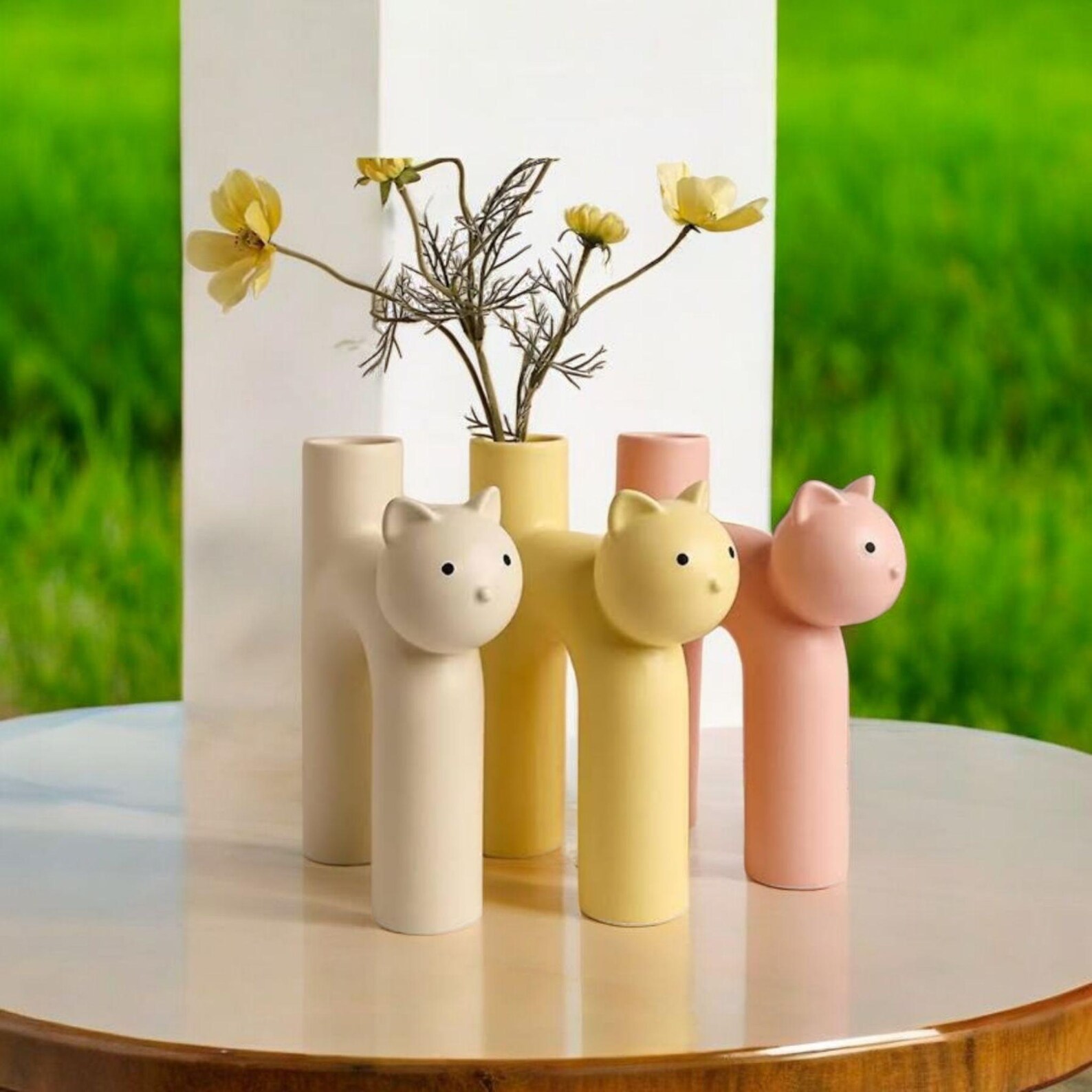 Ceramic Cat Flower Vase | Whimsical Animal Shaped Pottery | Playful ...