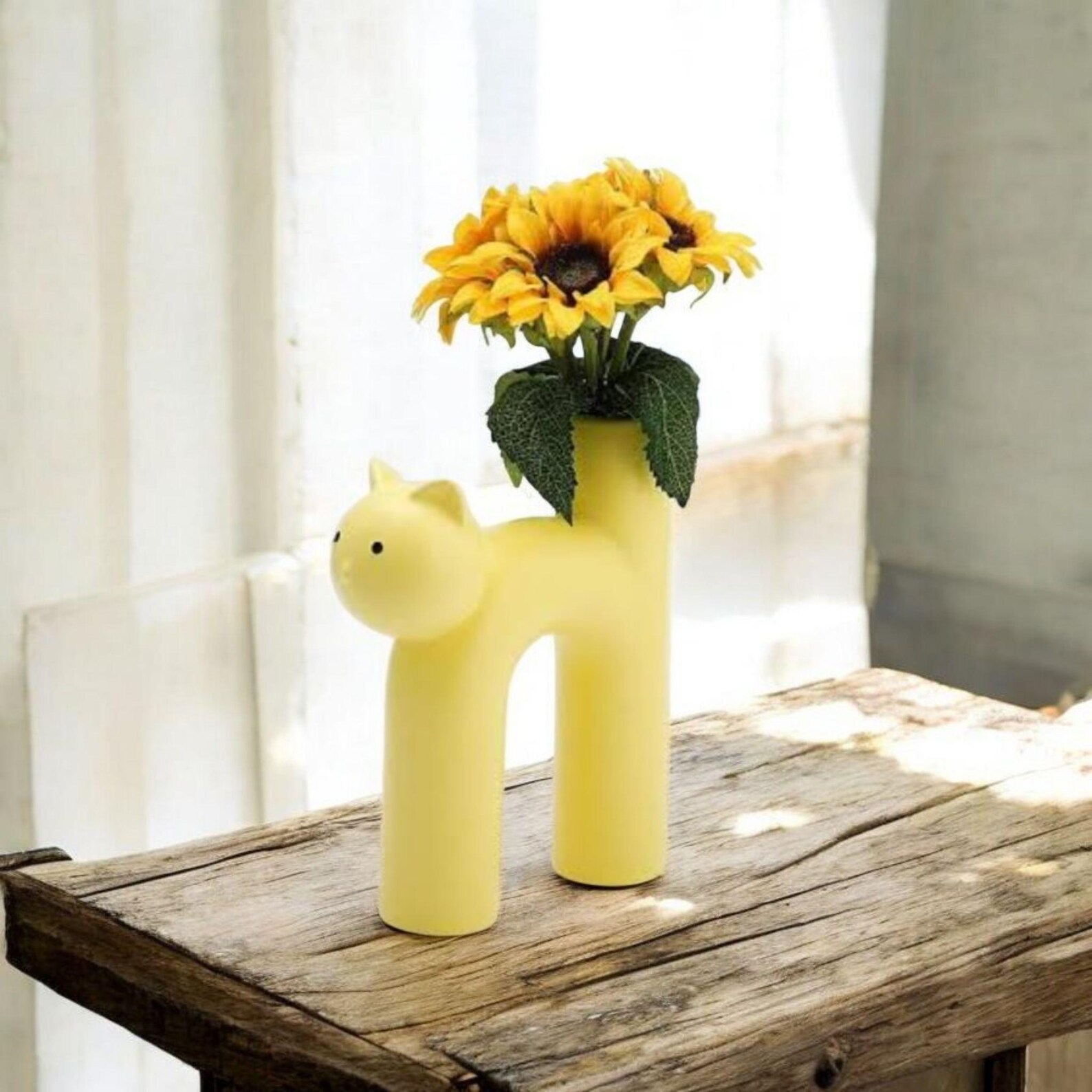 Ceramic Cat Flower Vase | Whimsical Animal Shaped Pottery | Playful ...
