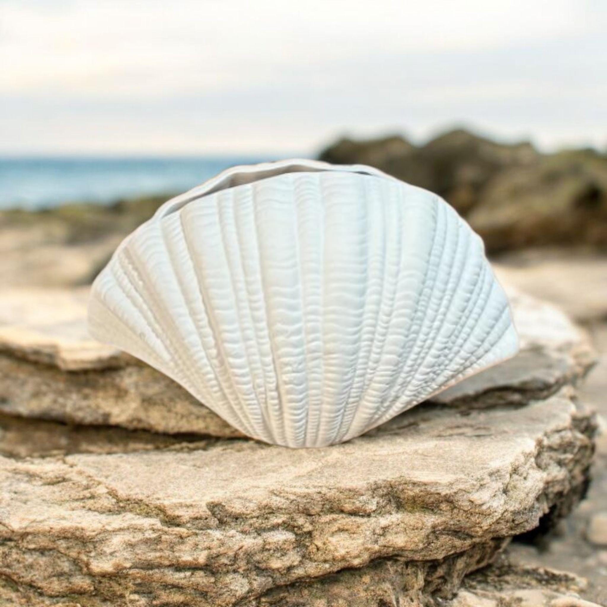 Ceramic Seashell Vase, Coastal Decor, Shell Shaped Vase, Beach Style ...