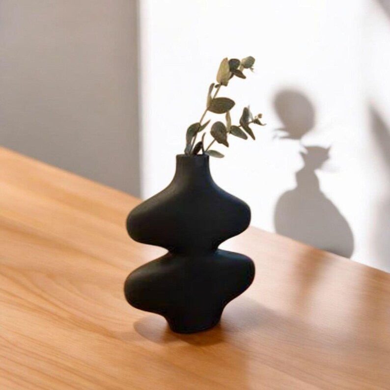 Modern Ceramic Vase | Abstract White Vase for Flowers | Minimalist ...