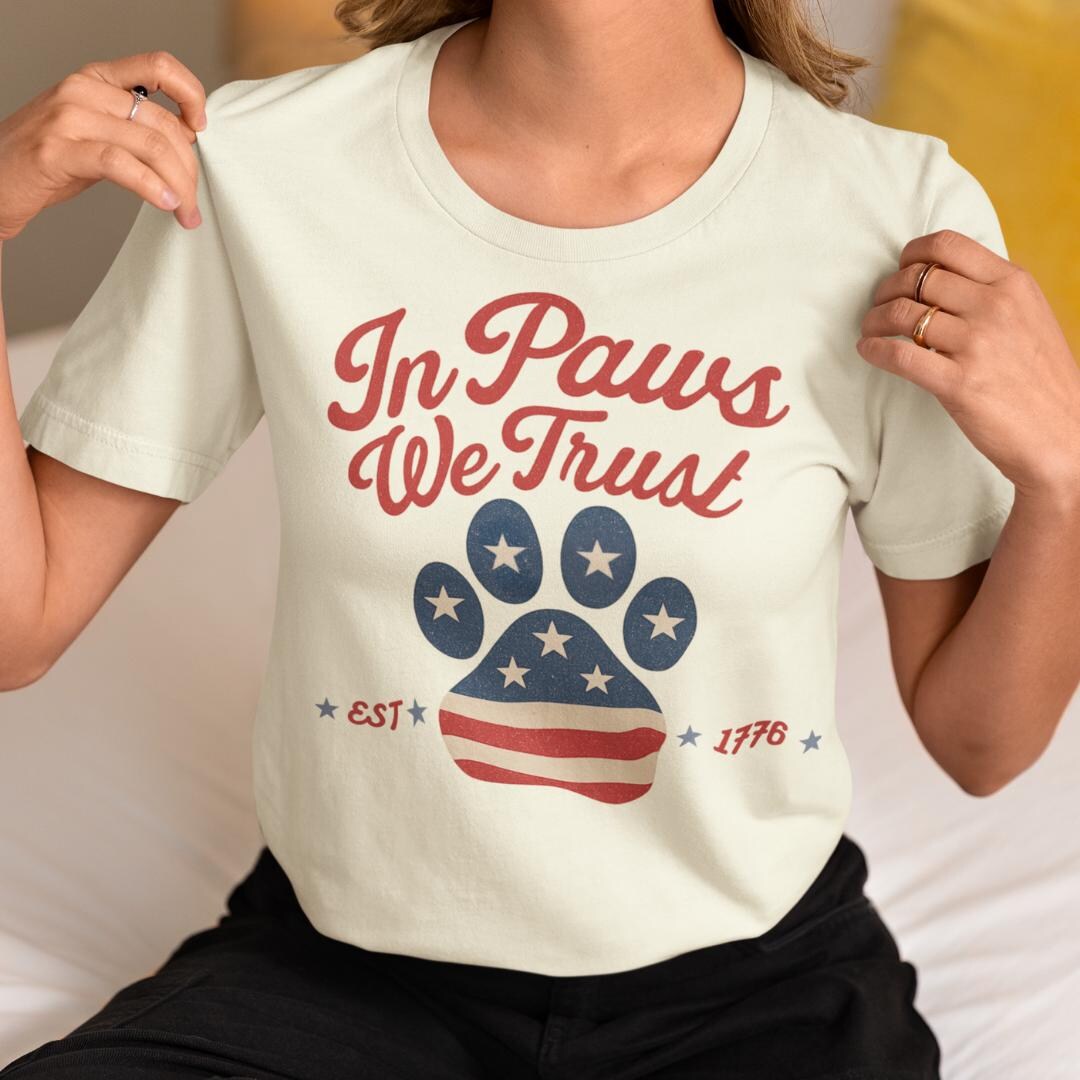 In Paws We Trust Shirt – Patriotic Dog Paw Print T-shirt – EST 1776 4th ...