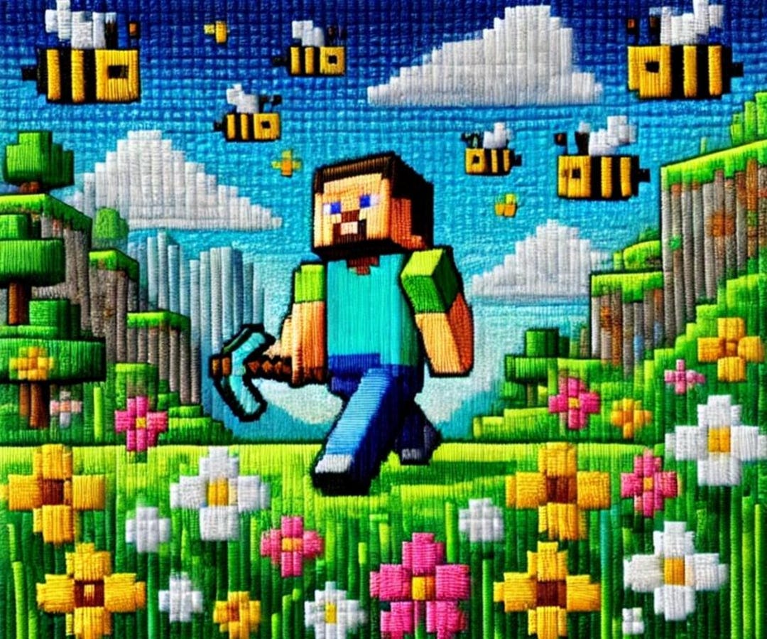 Minecraft: Steve With Bees| Cross Stitch Pattern PDF. - Etsy