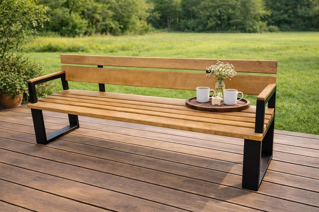 Custom-made Solid Wood Bench – Handcrafted Wooden Bench for Garden ...