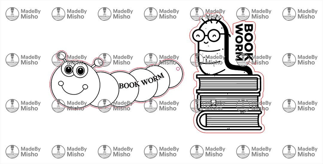 Bookworm Bookmarks SVG – 2 Laser Cut Files, Digital Download, Cute ...