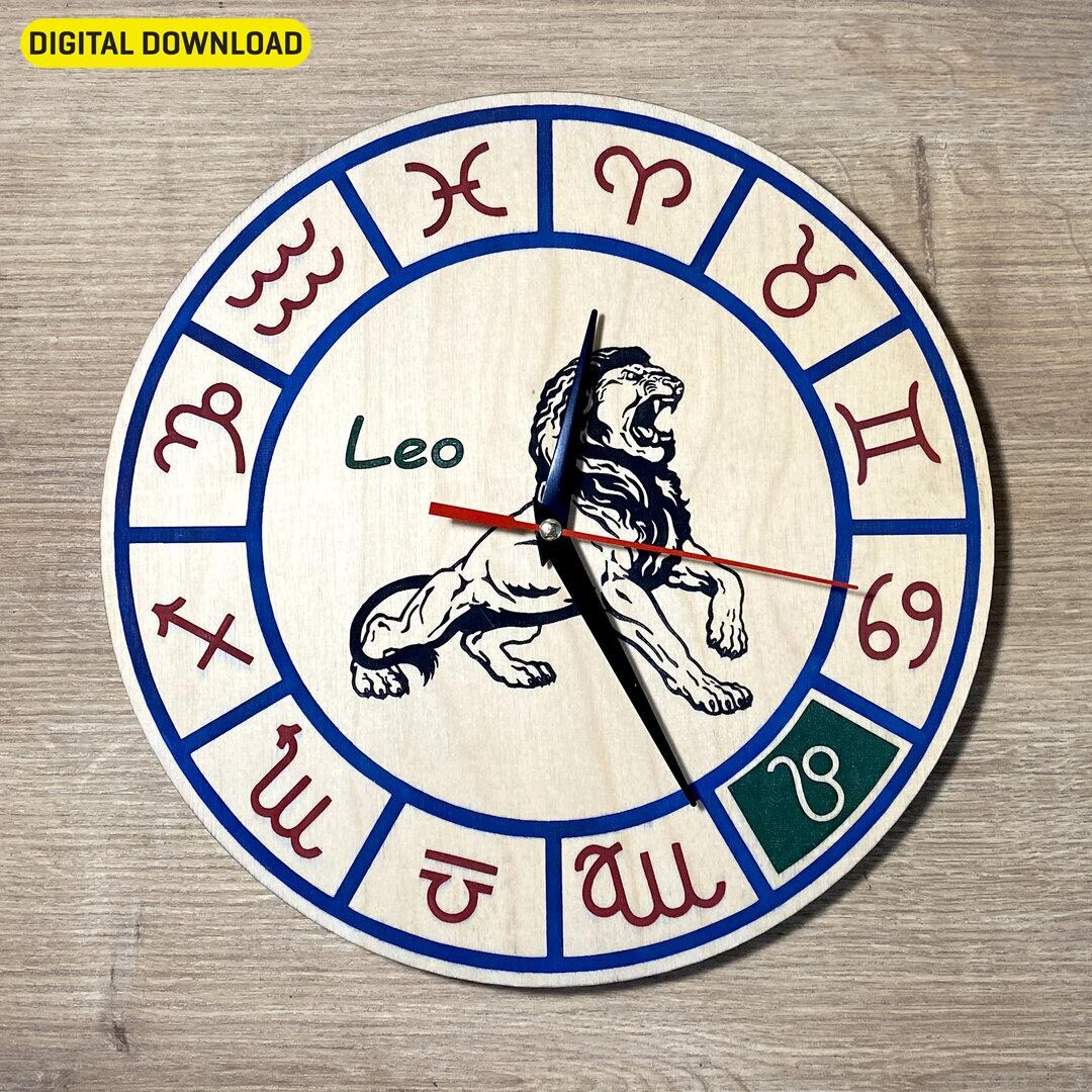 Leo Zodiac Wall Clock Digital File | Laser Cut Design | SVG CDR PDF ...