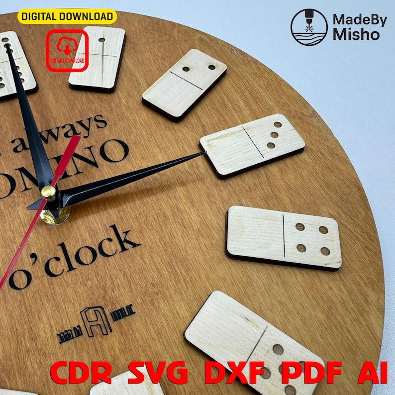 Domino Clock SVG: Laser Cut Template, DIY Home Decor (digital Download ...