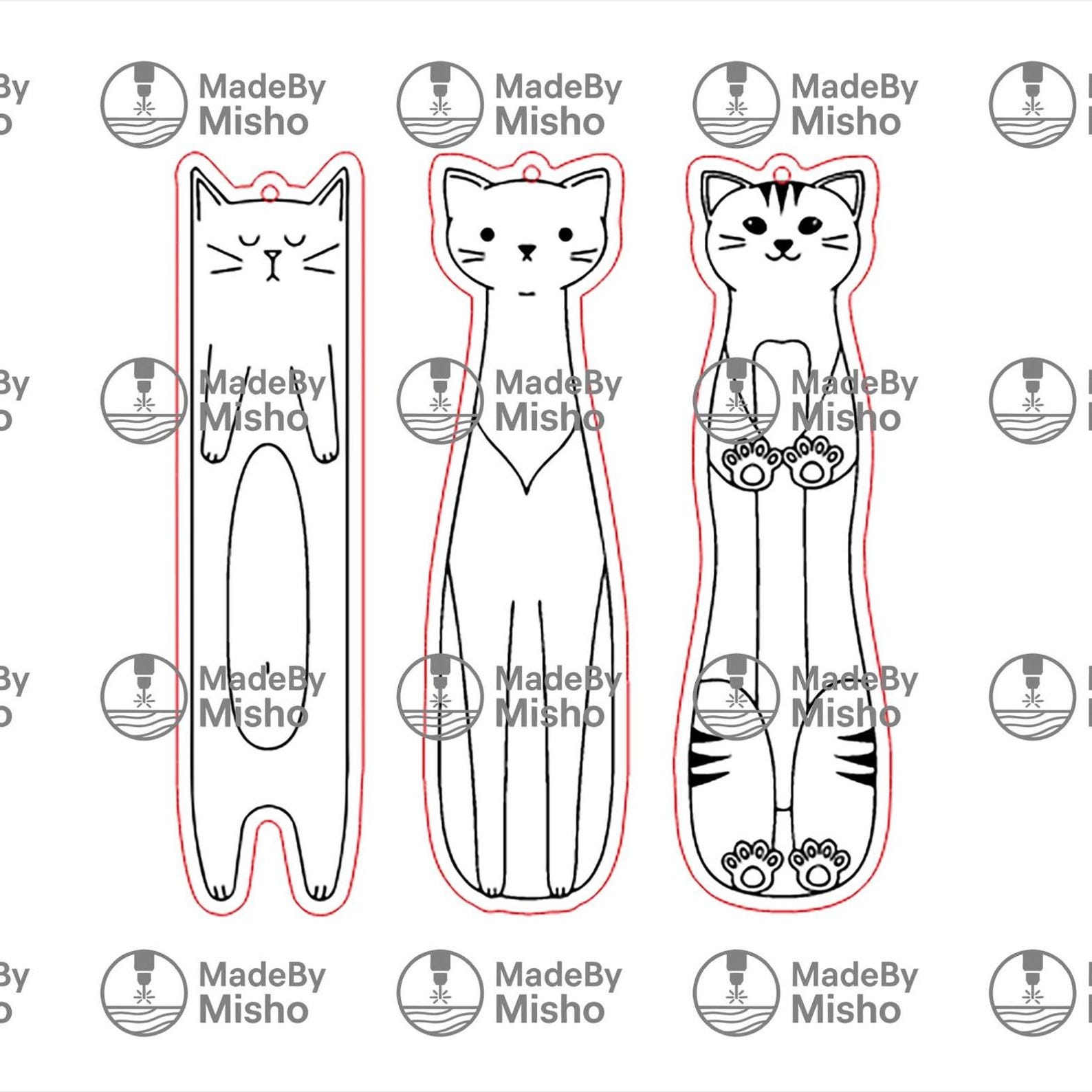 Cute Cat Bookmarks SVG, 3 Laser Cut Files, Digital Download, Digital ...