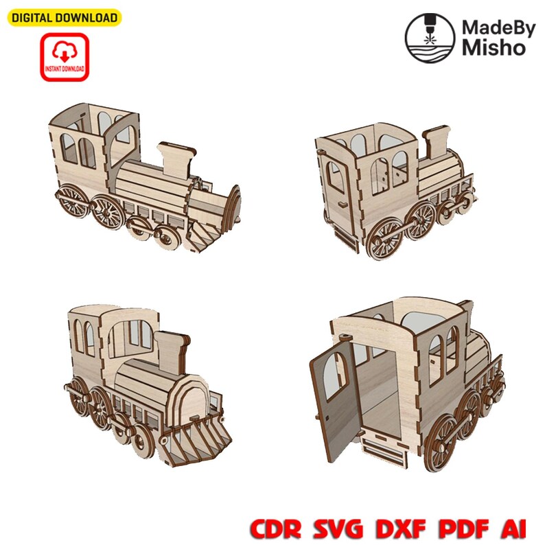 Train Pen Organizer Laser Cut Files: DIY Desk Decor (digital Download ...
