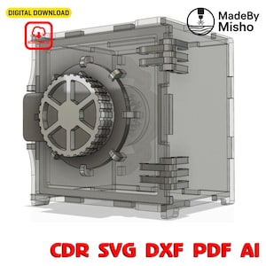 Laser Cut Wooden Safe File | Puzzle Box Combination Lock SVG DXF ...