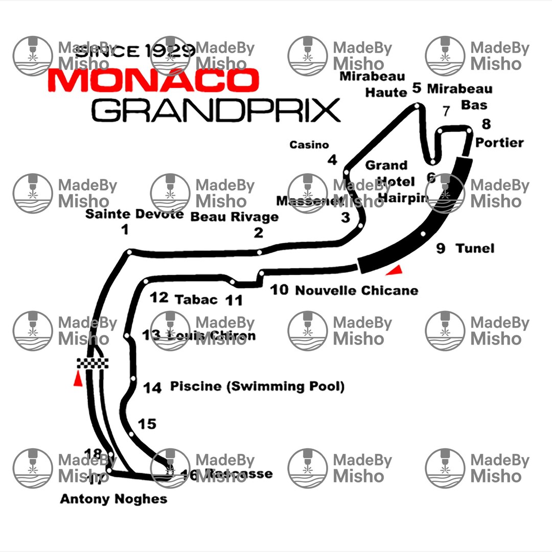 Monaco Circuit SVG File | Formula 1 Track Wall Art | Laser Cut Digital ...