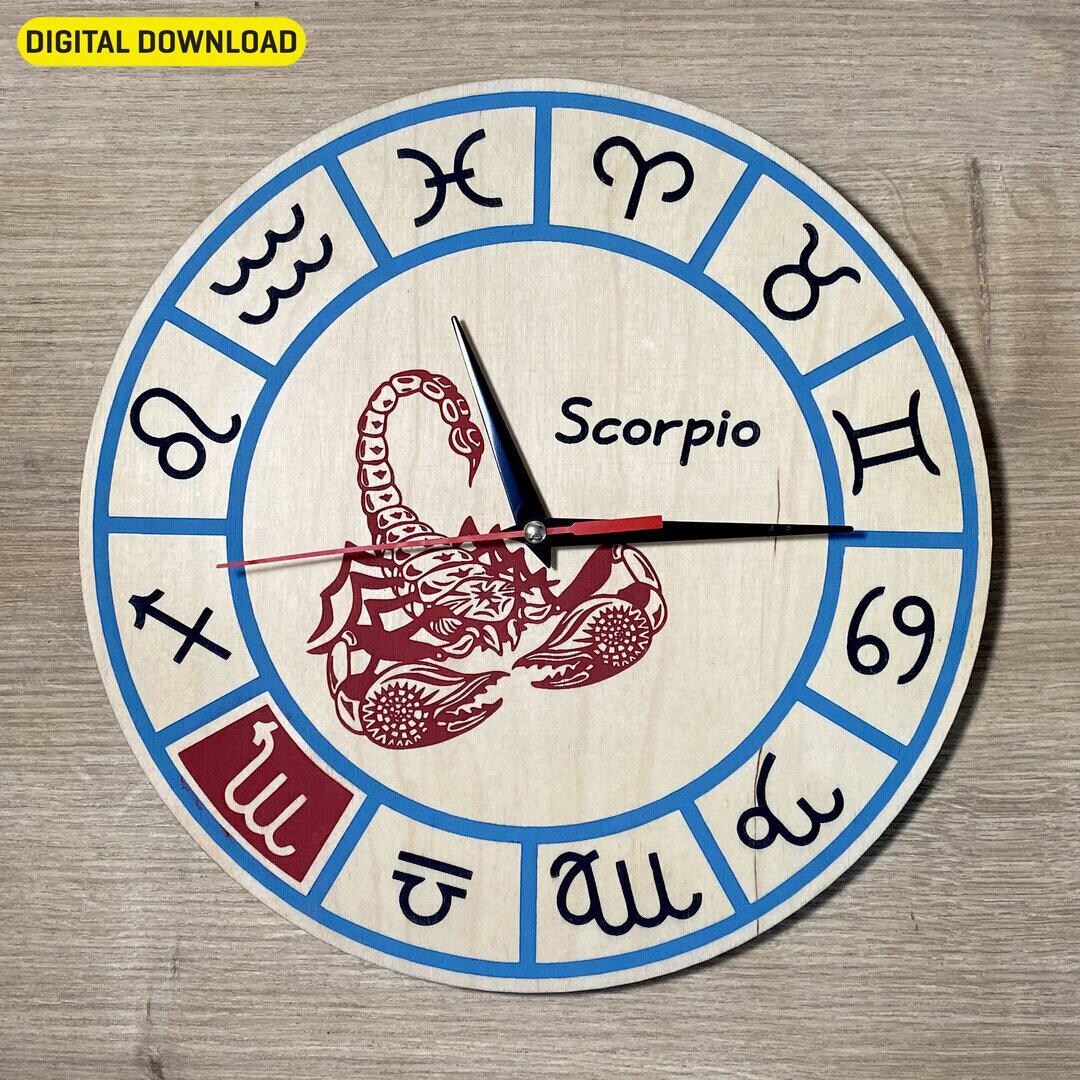 Scorpio Zodiac Wall Clock Digital File | Laser Cut Design | SVG CDR PDF ...