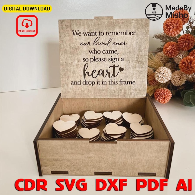 Personalized Hearts Wedding Guest Book Frame - Unique Laser Cut Design ...