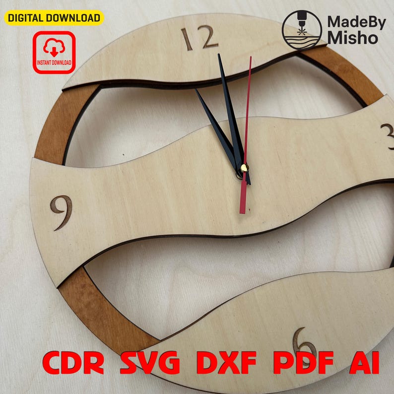 Wavy Wall Clock Template: Laser Cut Design (digital Download) - Etsy