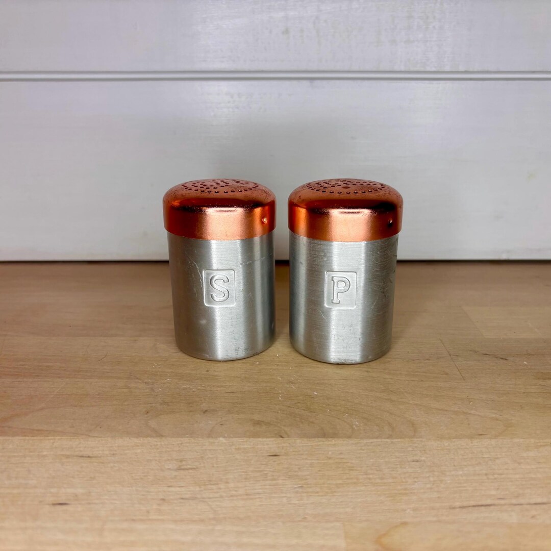 Vintage Copper & Aluminum Salt and Pepper Shakers — Mid Century Metal ...