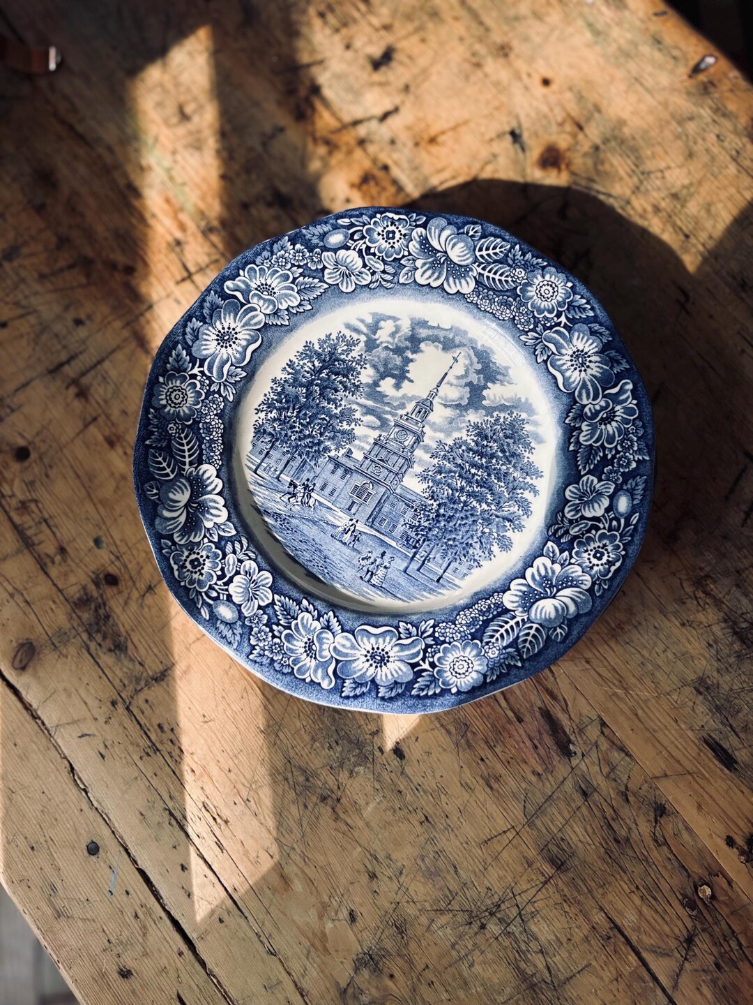 Vintage Ironstone Liberty Blue Plate | Independence Hall Pattern | Blue ...