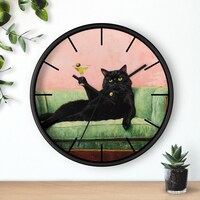Personalized Black Cat Wall Clock - Cat Lover - Etsy