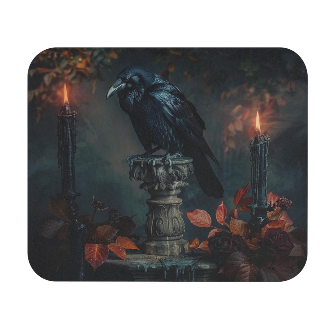 Gothic Raven Mouse Pad | Dark Aesthetic Desk Accessory | Perfect for ...