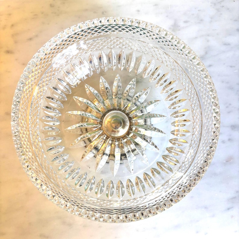 Vintage German Cut Glass Compote Bowl: Silver Plated Pedestal - Etsy