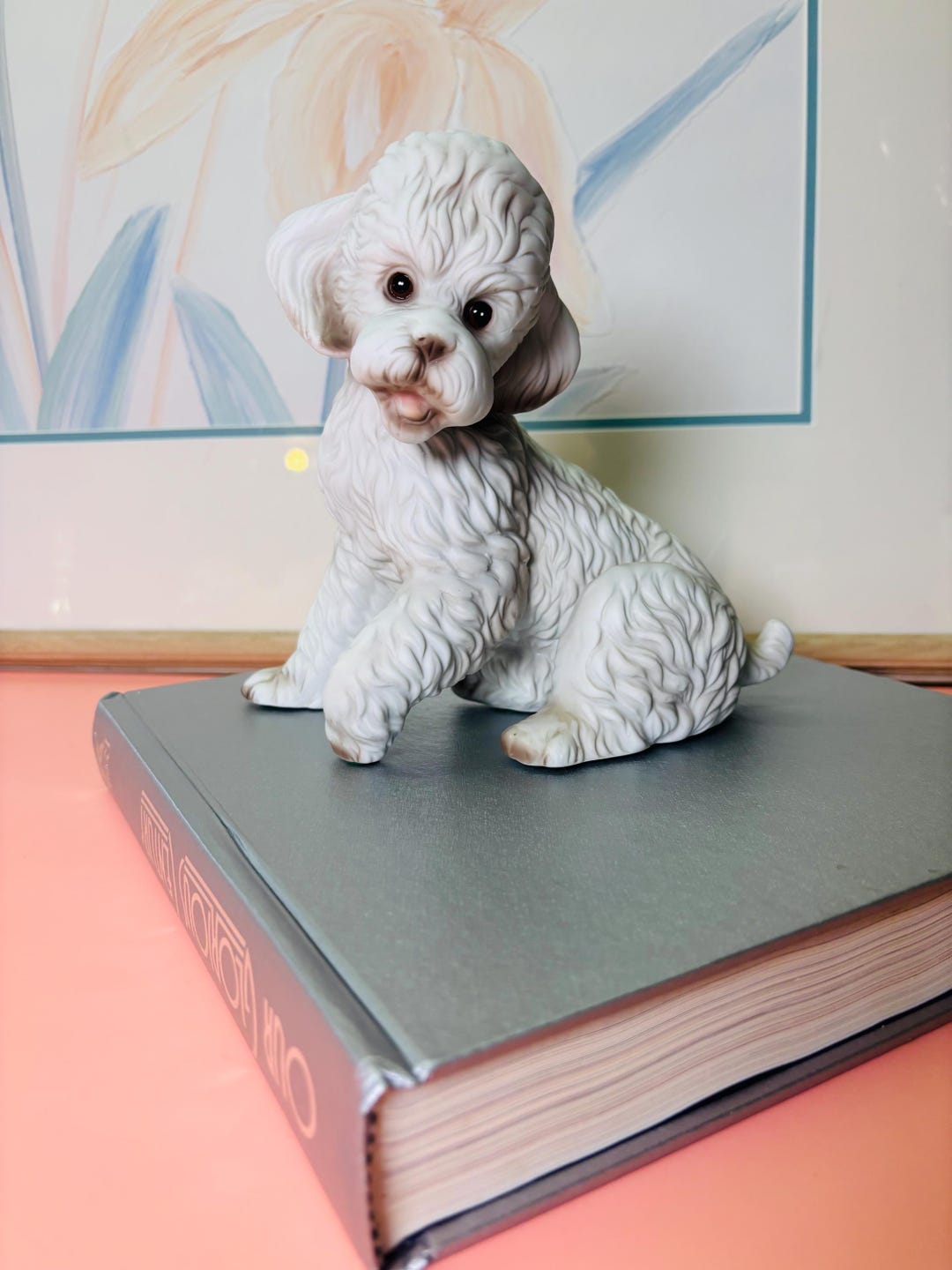 Vintage Ceramic Poodle Decor White Porcelain Dog Statue Mid-century ...