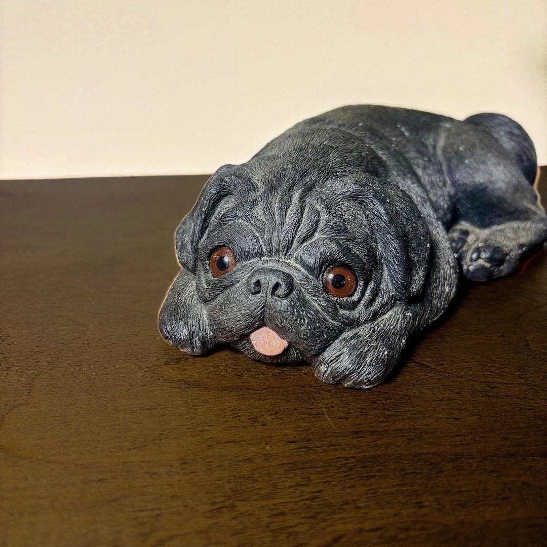 Vintage Sandicast Pug Figurine: Hand-cast Stone Resin Dog Sculpture - Etsy