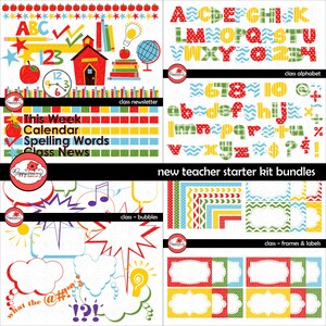 New Teacher Starter Kit Bundle Digital Clipart Pack (300 Dpi) Red Green ...