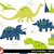 Dino Birthday Blue & Green: Clip Art Pack (300 Dpi Transparent Png ...