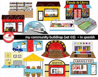 My Community Buildings Clipart: 300 dpi transparent png | Etsy