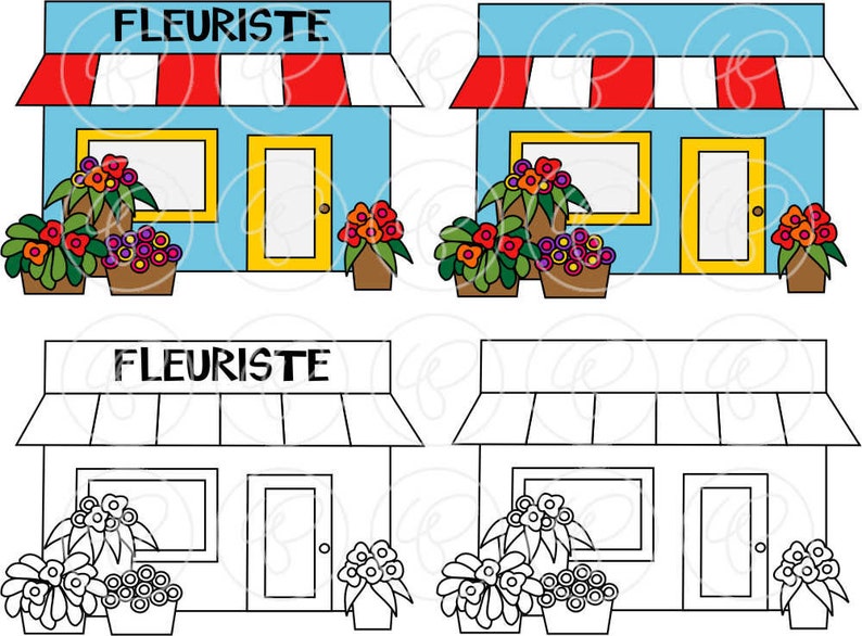 My Community Buildings Set 02 in FRENCH Clipart: 300 Dpi Transparent ...