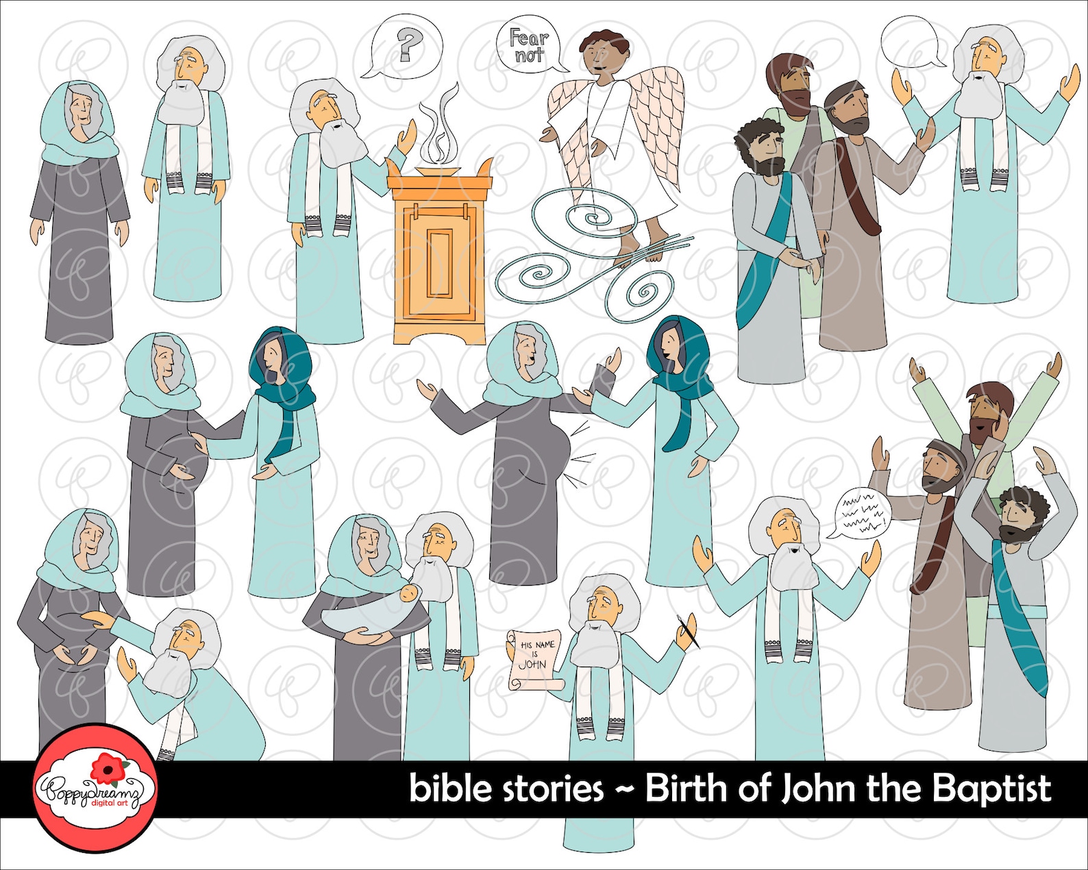 Bible Stories: Birth of John the Baptist Clipart Set by Poppydreamz ...