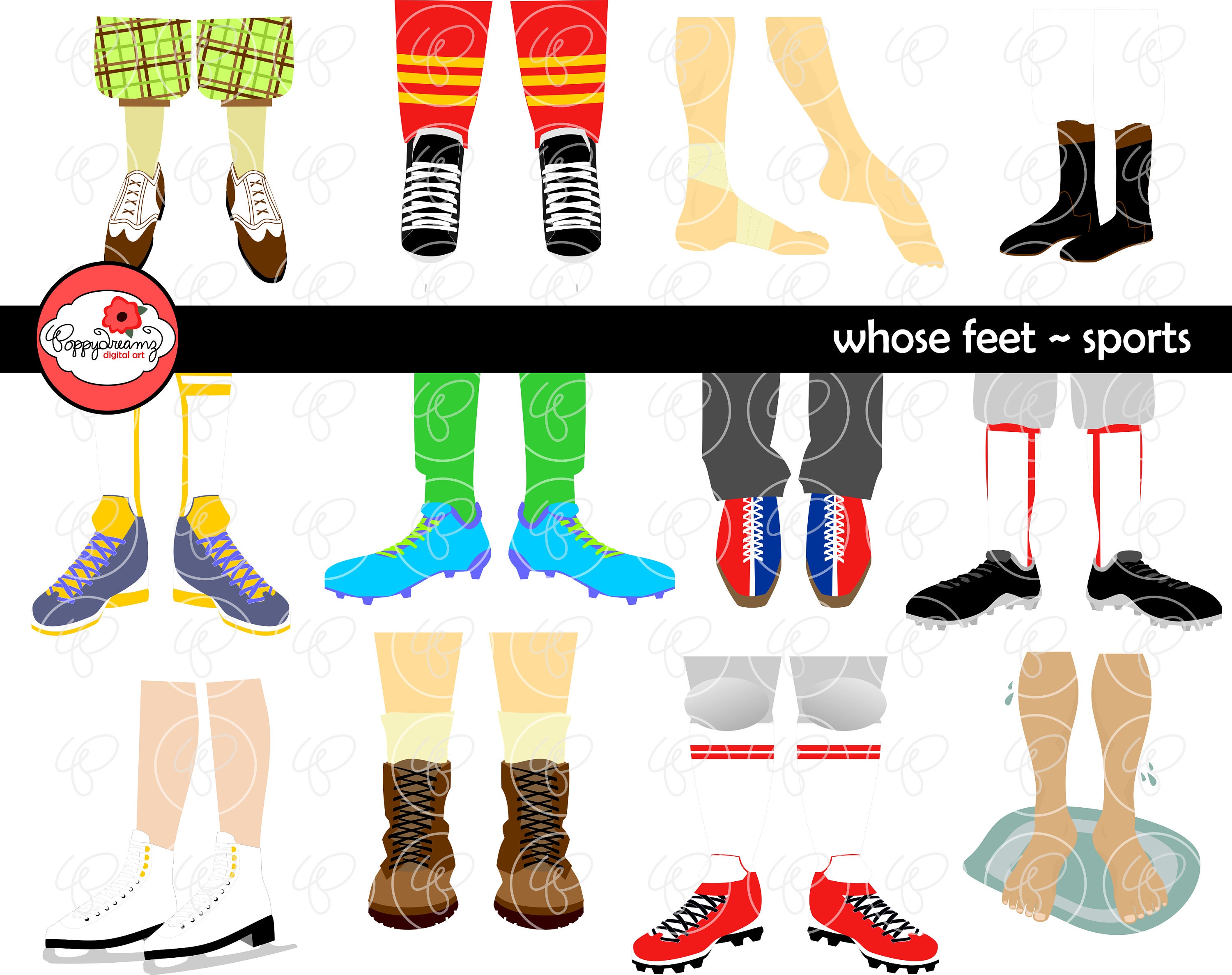 Whose Feet : Sports Digital Clipart Pack (300 Dpi) Football Basketball ...