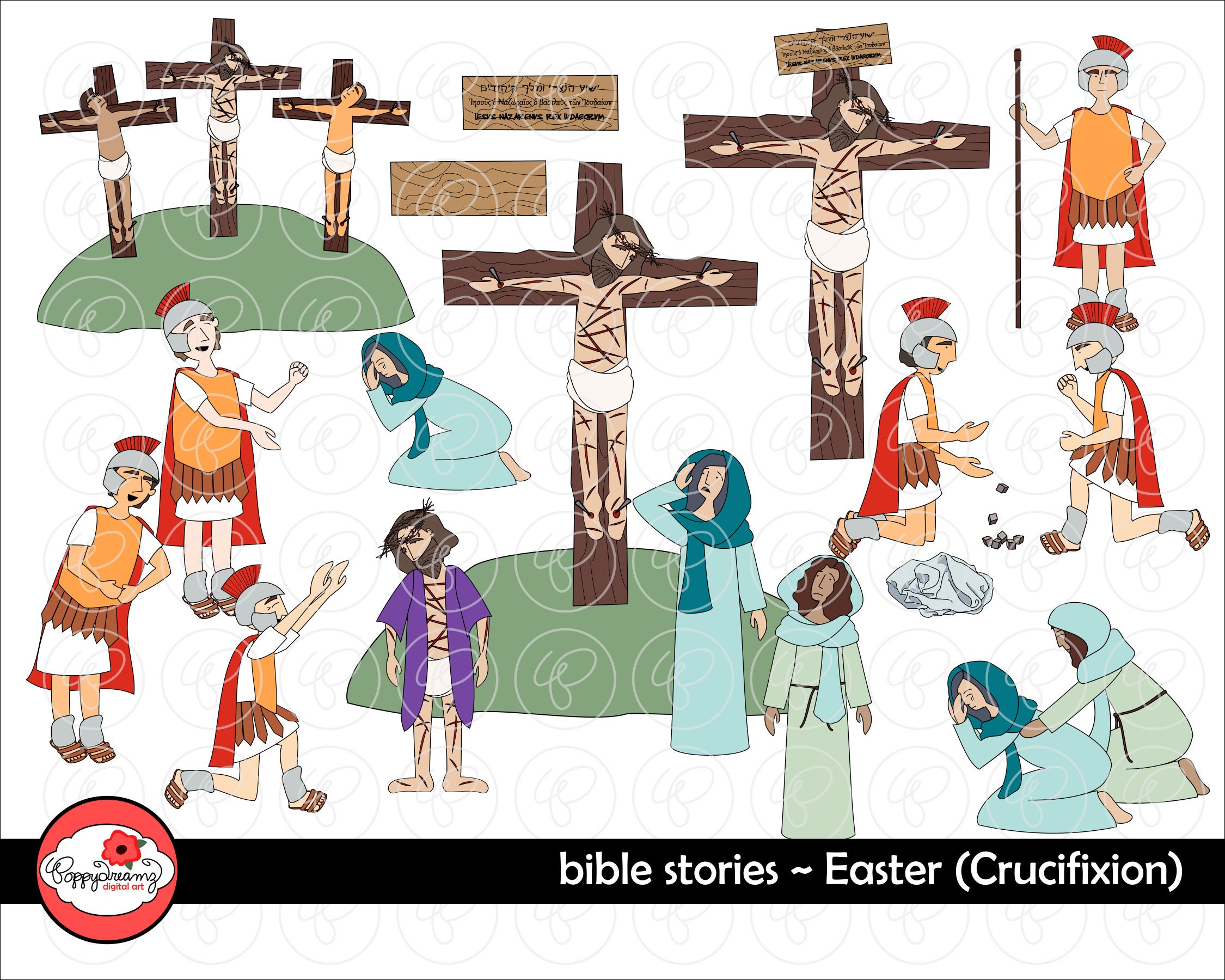 Bible Stories: Easter Crucifixion Clipart Set by Poppydreamz - Etsy