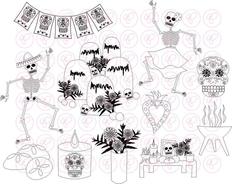 Day of the Dead dia De Los Muertos Celebration: Clip Art - Etsy