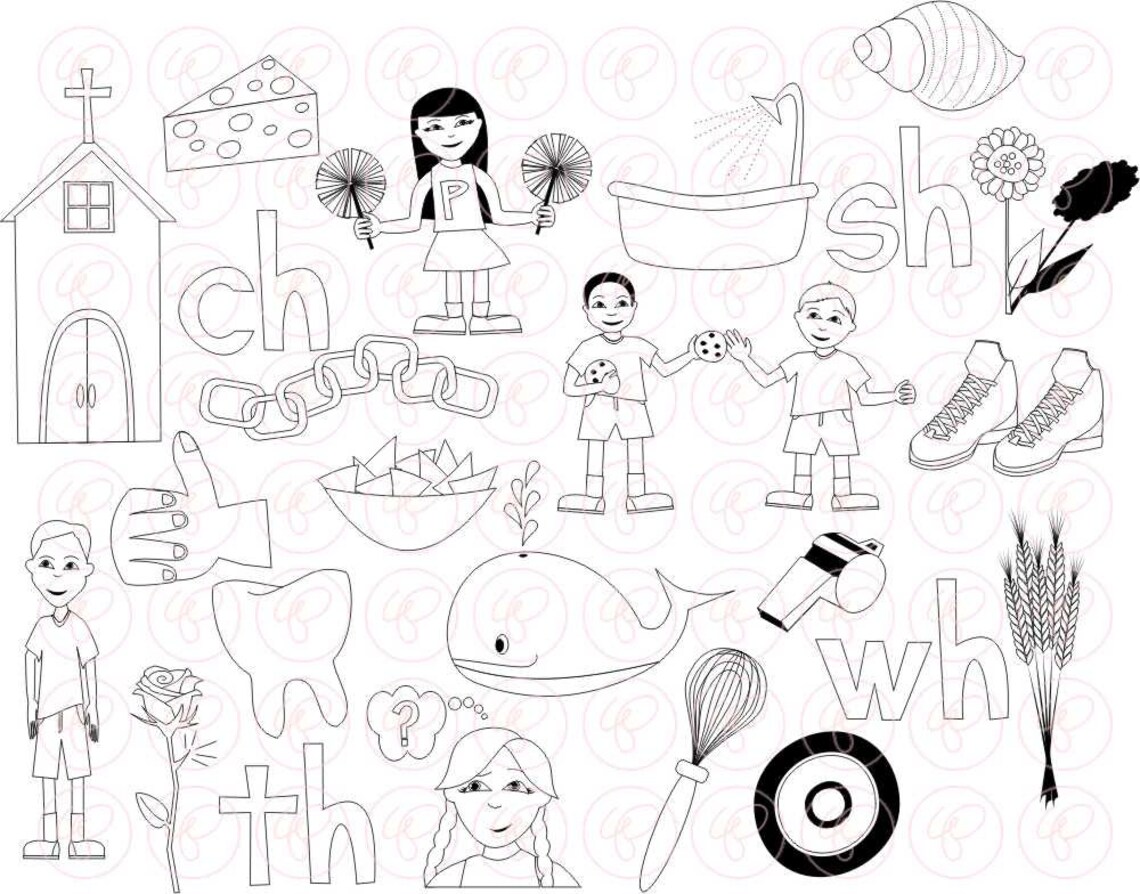 Teaching Digraphs Clipart Set (300 Dpi) School Teacher Clip Art Reading ...