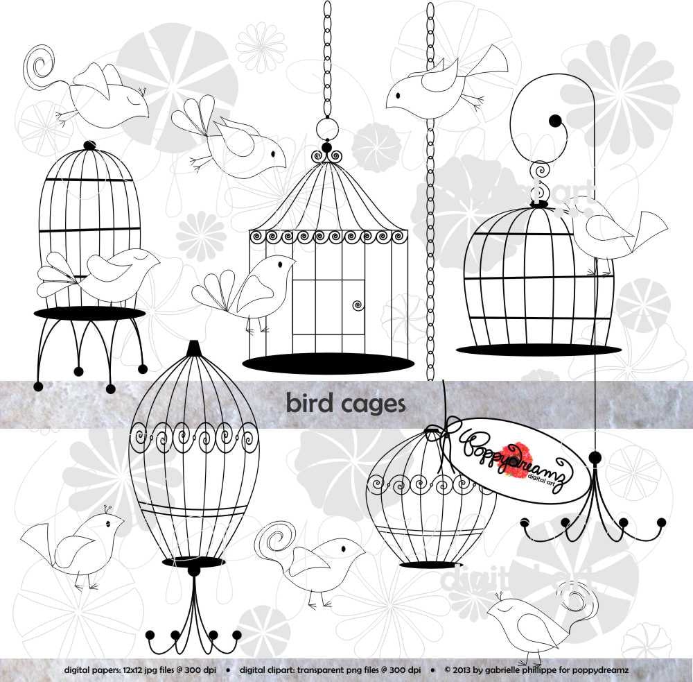 Pink Bird Cages Clip Art