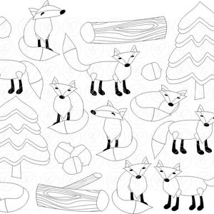 Woodland Foxes Clipart: 300 Dpi Transparent Png Fox - Etsy